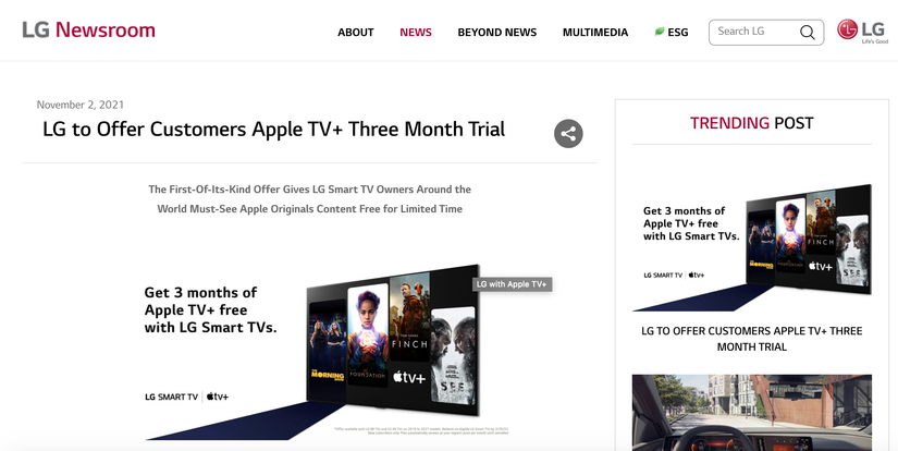 How to Get Apple TV+ Free for 3 Months From LG