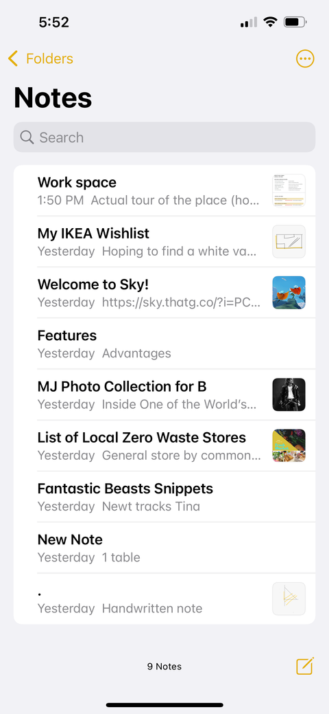 iphone notes on home screen