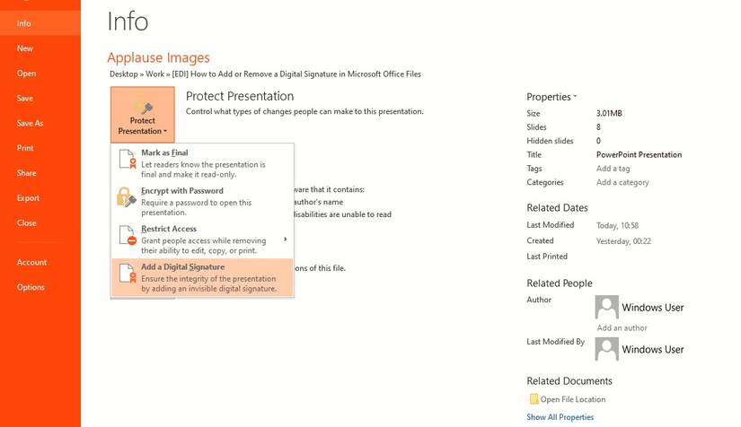 How to Add or Remove a Digital Signature in Microsoft Office Files