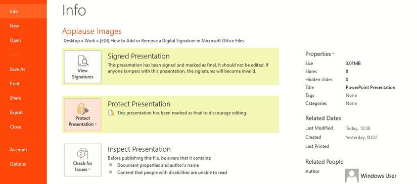 How to Add or Remove a Digital Signature in Microsoft Office Files
