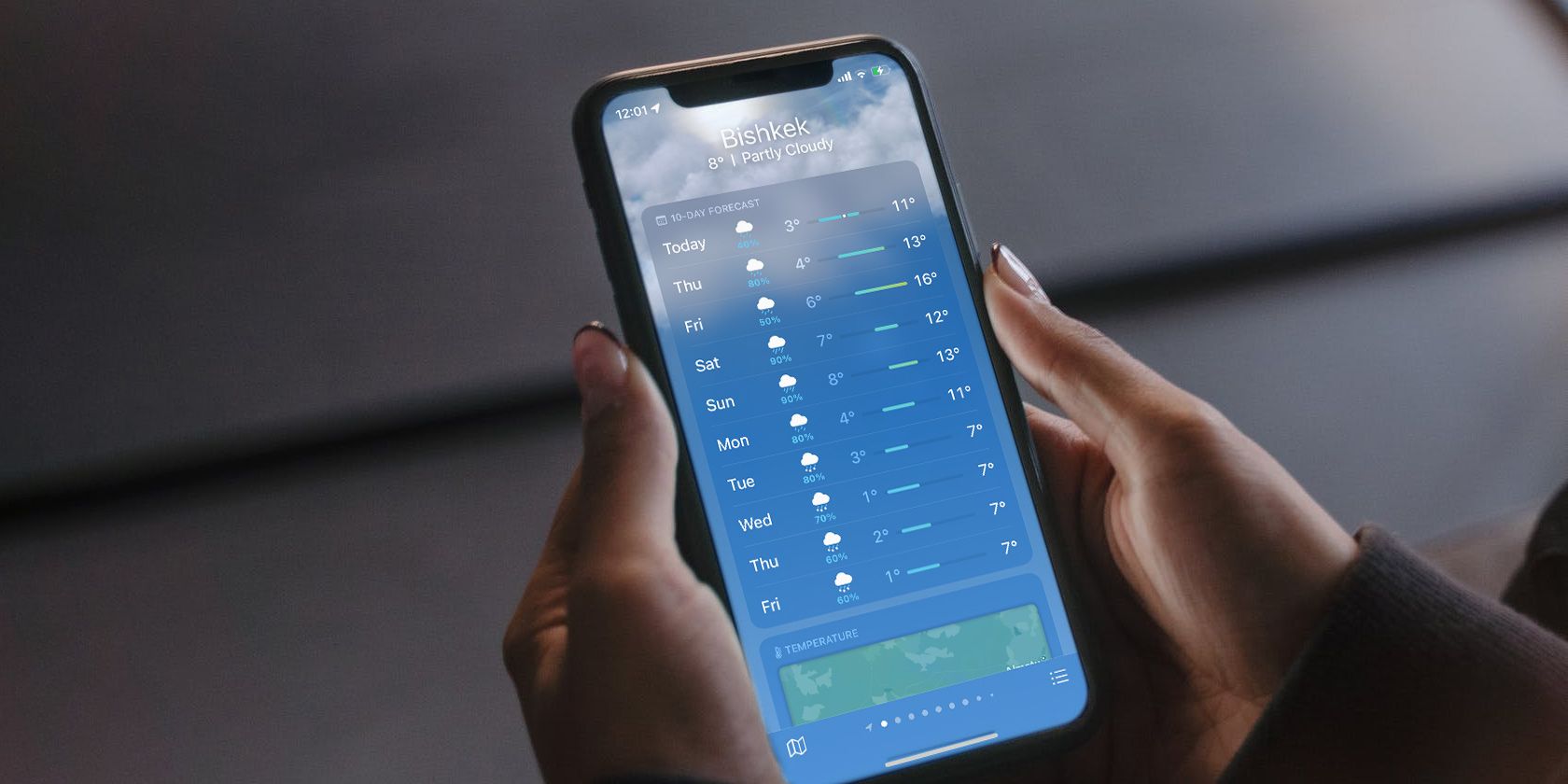 How to Read the Colored Bars on Apple’s 10-Day Weather Forecast