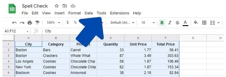 How to Spell Check in Google Sheets