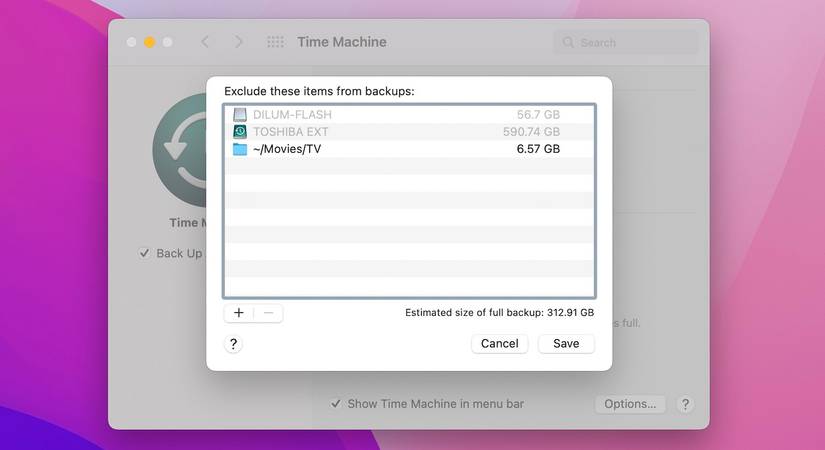 How to Stop Time Machine Backing Up a Certain File or Folder