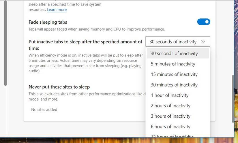 How to Sleep Tabs in Microsoft Edge