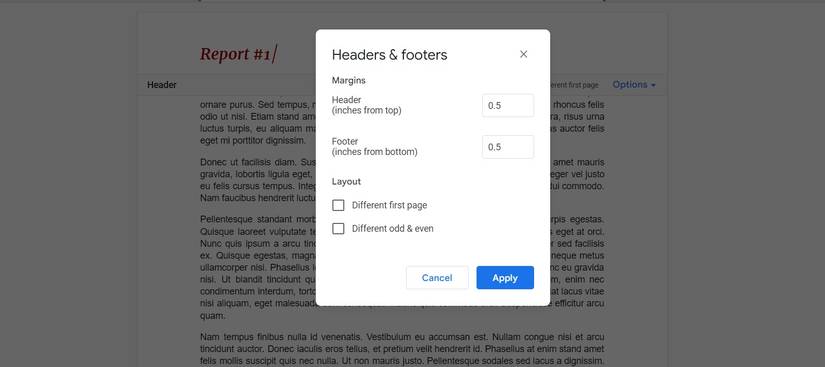 How to Use Headers and Footers in Google Docs