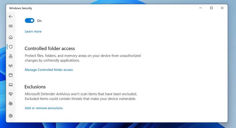 How to Set Windows Security Exclusions in Windows 11