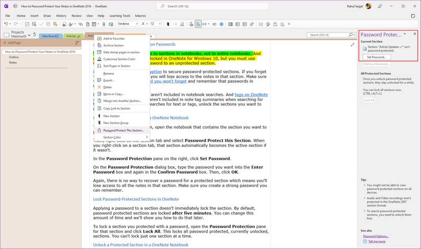 How to Password Protect Your Notes in OneNote