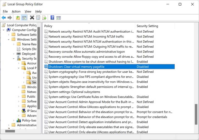 How to Automatically Clear the Pagefile.sys File When Shutting Down Windows