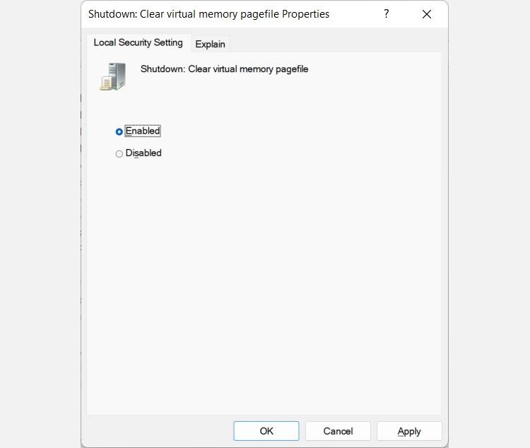 How to Automatically Clear the Pagefile.sys File When Shutting Down Windows