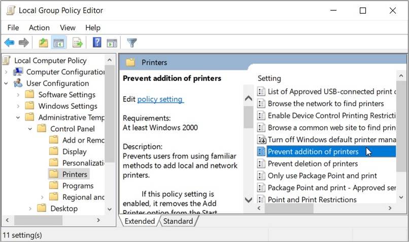 How to Prevent Others From Deleting or Adding Printers on Windows