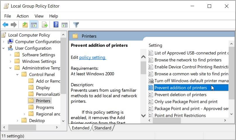 How To Prevent Others From Deleting Or Adding Printers On Windows