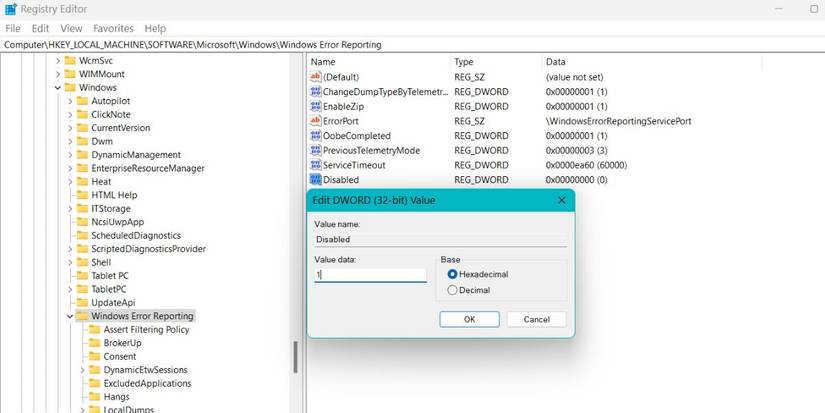 How to Disable Error Reporting in Windows
