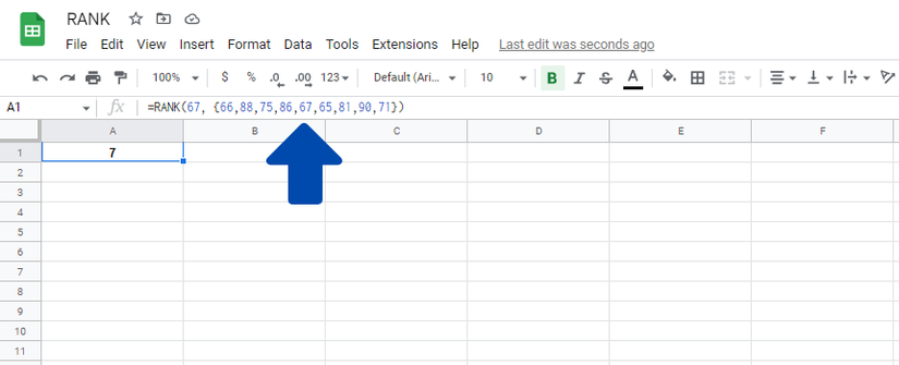 How to Use the RANK Function in Google Sheets