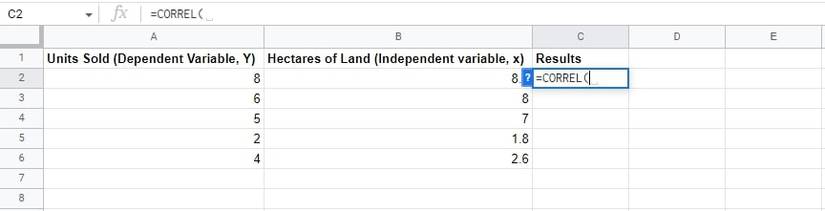 How to Calculate a Correlation in Google Sheets