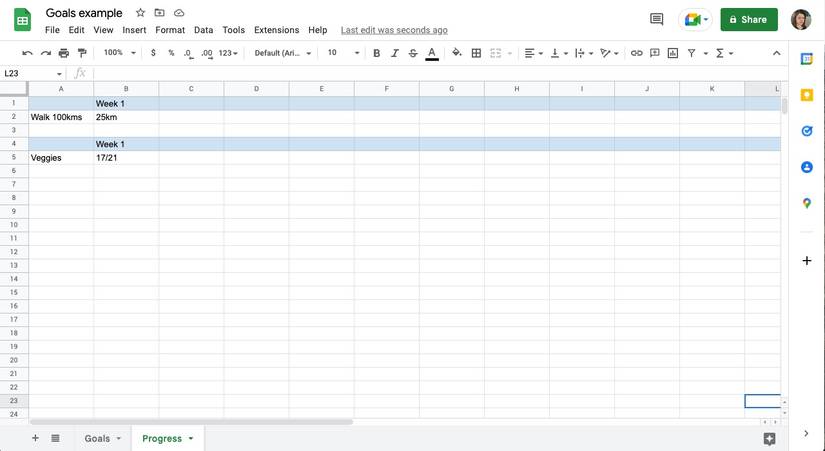 How to Set and Track Your Goals in Google Sheets