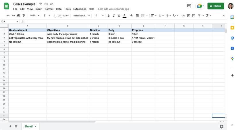 How to Set and Track Your Goals in Google Sheets