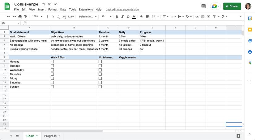 How to Set and Track Your Goals in Google Sheets
