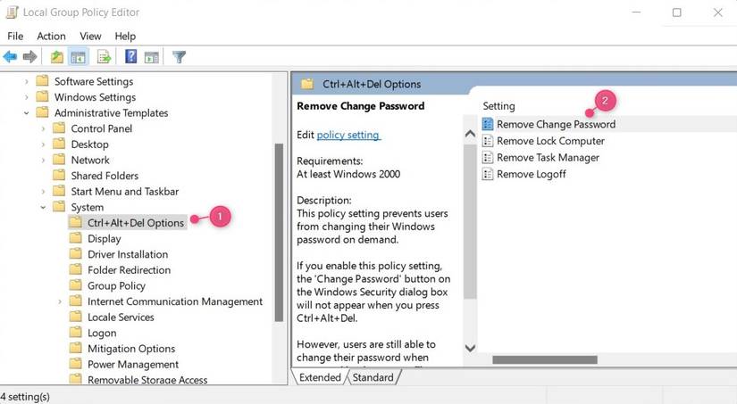 How to Prevent Users from Changing Account Passwords on Windows