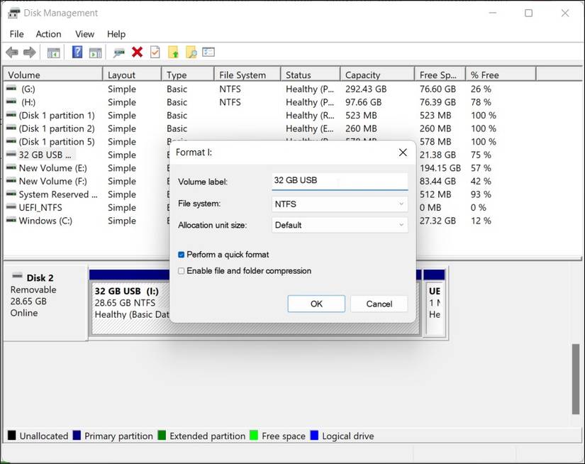 How to Format a USB Drive Into NTFS Format in Windows 11