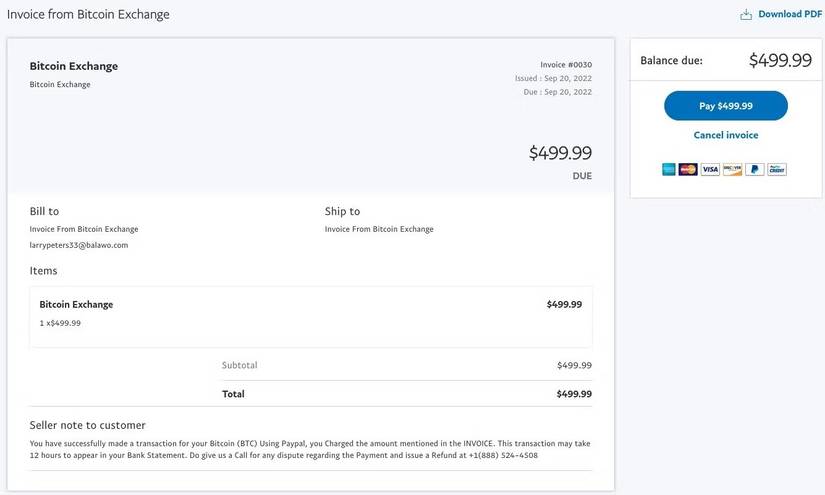 Received a Bitcoin Invoice From PayPal? It’s (Unsurprisingly) a Scam