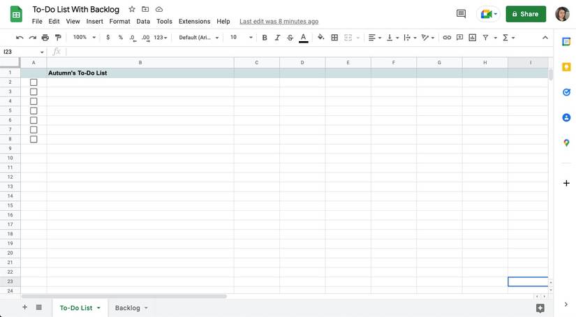 How to Create a To-Do List With Backlog Tracking in Google Sheets