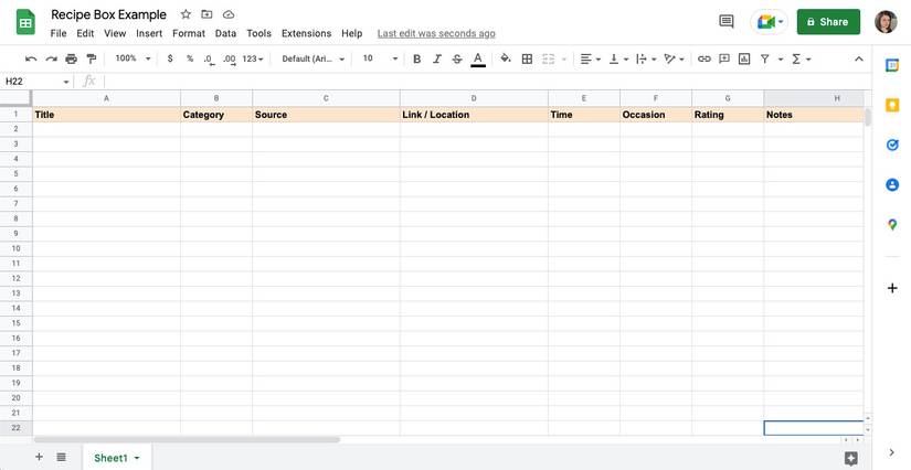 How to Build a Digital Recipe Box in Google Sheets