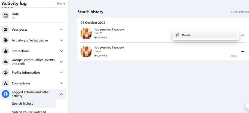How to Clear Your Facebook Search History