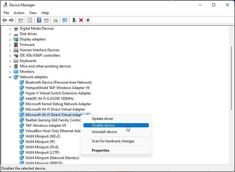 How to Remove and Disable the Microsoft Wi-Fi Direct Virtual Adapter