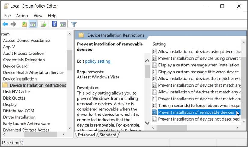 How to Allow or Prevent Others From Installing Removable Storage ...
