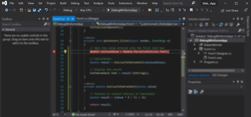 Winforms: The Basics of Debugging Using Visual Studio