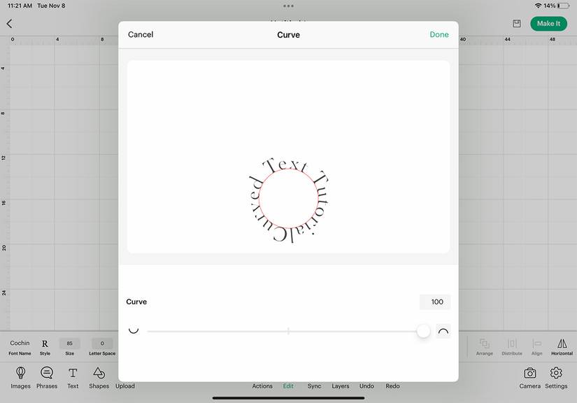 How to Curve Text in the Cricut App
