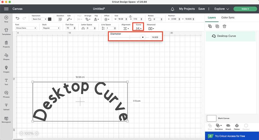 How to Curve Text in the Cricut App