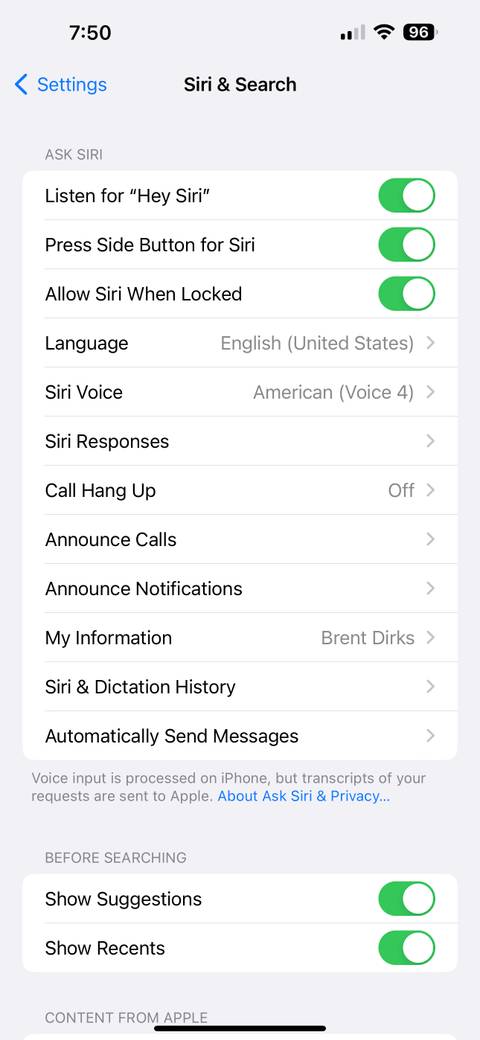 setup siri voice recognition