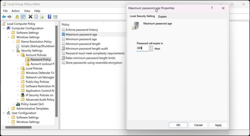 How to Enable or Disable Password Expiration in Windows 11