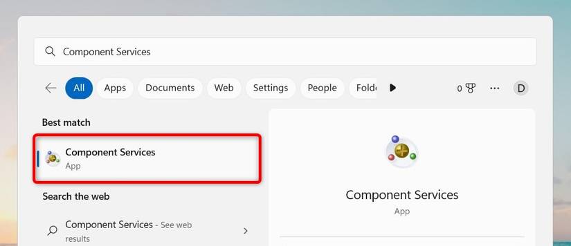 How to Open the Component Services in Windows 11