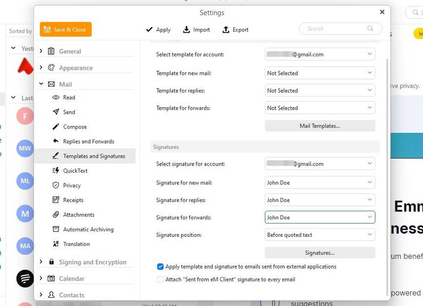 How to Add Different Signatures for Each Email Account in eM Client