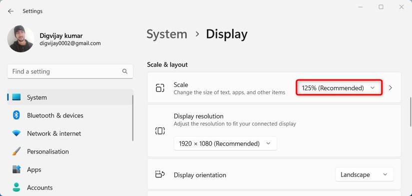 How to Change Display DPI Scaling in Windows 11