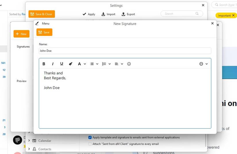 How to Add Different Signatures for Each Email Account in eM Client