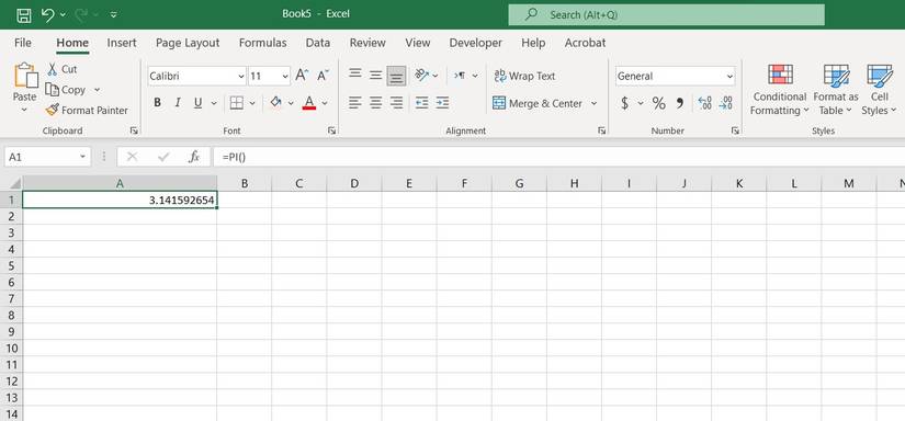 How to Use the PI Function in Excel