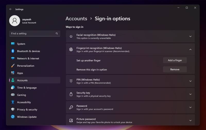 How to Configure a Windows Hello Fingerprint Login on Windows 11