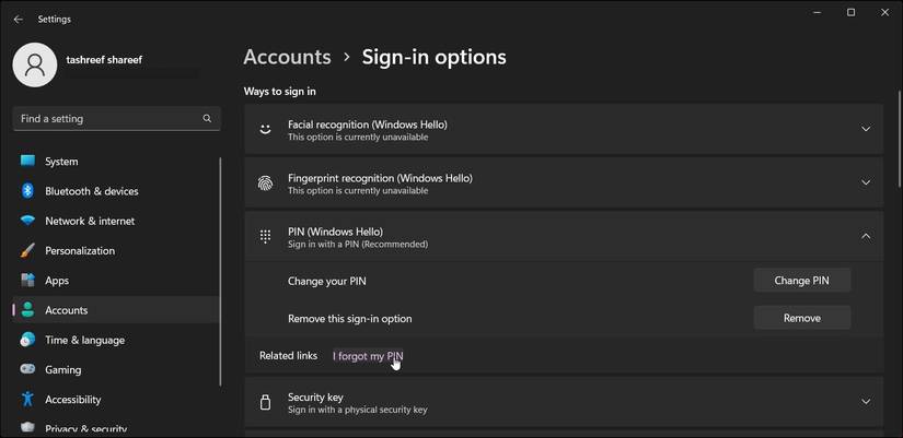How to Fix the Greyed-Out Remove PIN Option in Windows 11