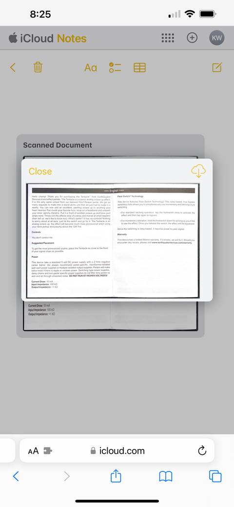 How to Export a Scanned Document as an Image From Apple Notes