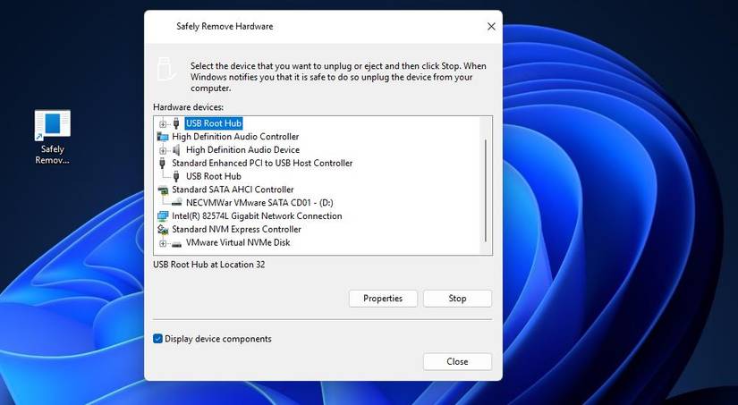 How to Create a "Safely Remove Hardware" Dialog Shortcut in Windows 11