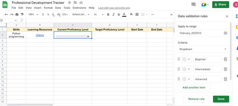 How to Use Google Sheets to Monitor Your Professional Skills Progress