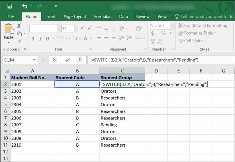 How to Use the SWITCH Function in Excel