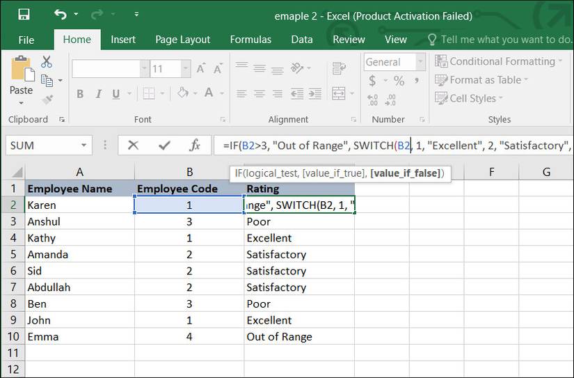 How to Use the SWITCH Function in Excel