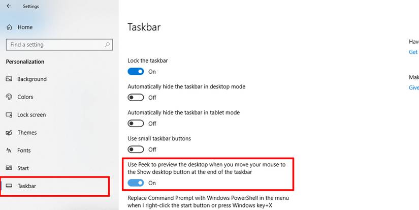How to Turn Peek at Desktop On and Off in Windows 10