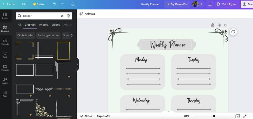 How to Make a Printable Weekly Planner With Canva