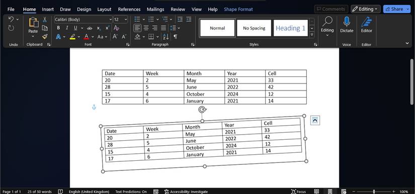 How to Rotate a Table in Microsoft Word