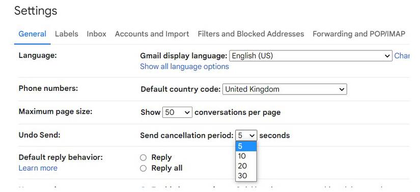 How to Extend the Unsend Delay in Gmail
